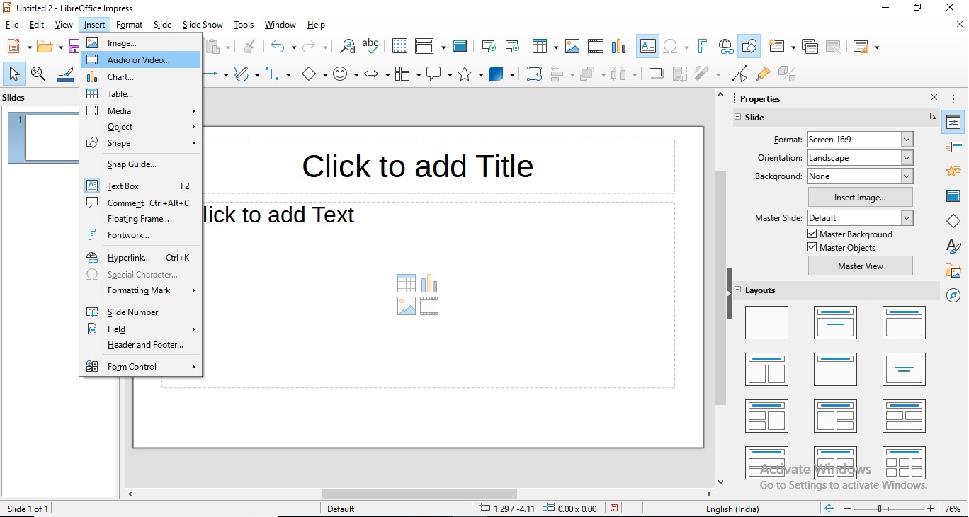 Inserting audio or video files — lesson. Science State Board, Class 9.