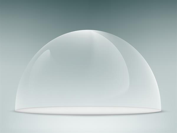 Calculate the surface area and radius of the hemispherical glass dome ...