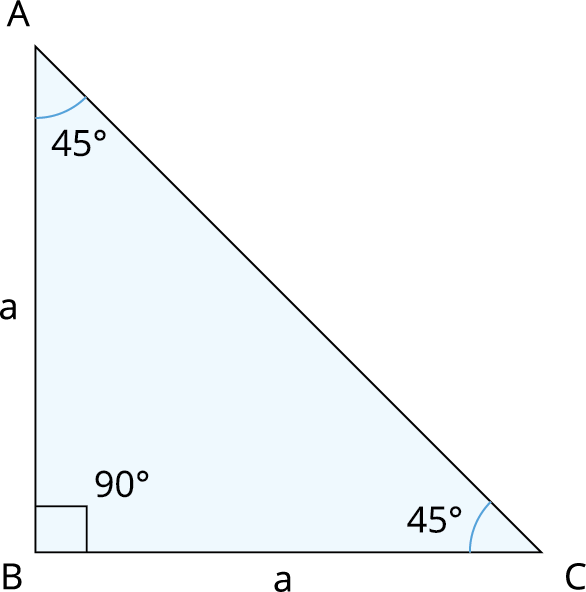 Trigonometric ratios of 45° — lesson. Mathematics CBSE, Class 10.
