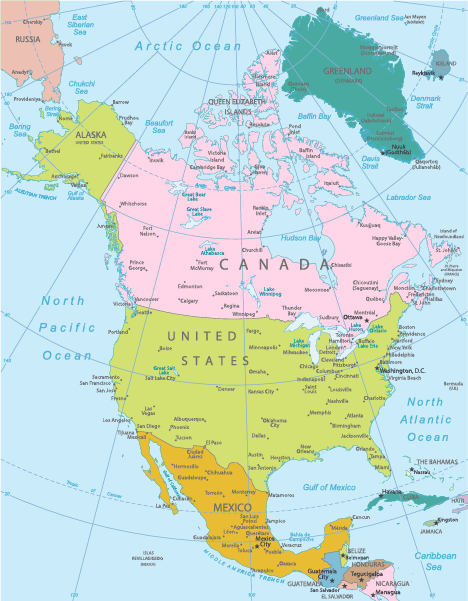 Location, Boundaries and Political Divisions of North America — lesson ...